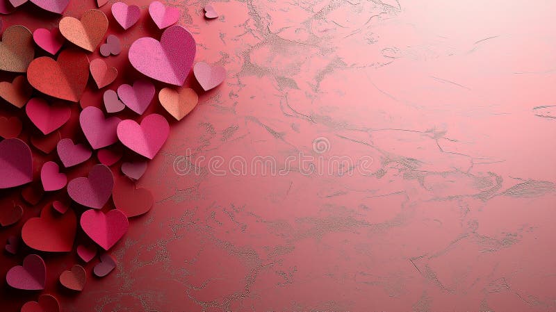 Layered Pink Hearts Creating a 3D Effect on a Soft Pink Background. St ...