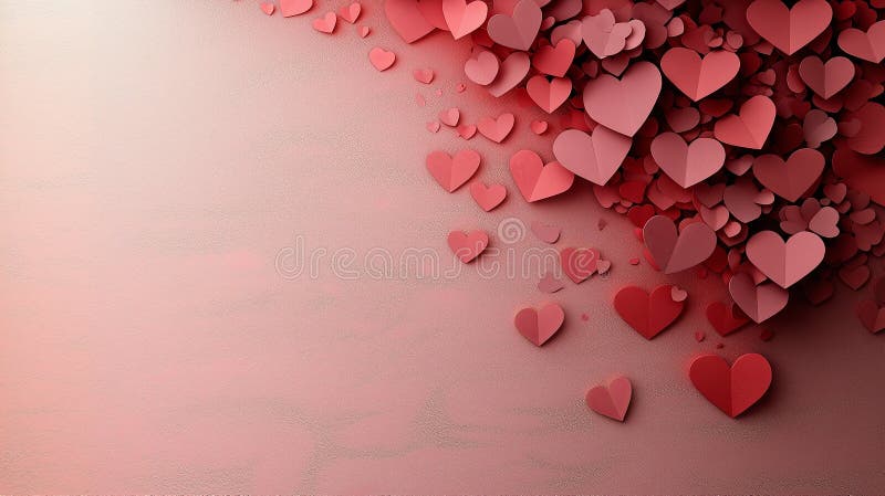 Layered Pink Hearts Creating a 3D Effect on a Soft Pink Background. St ...