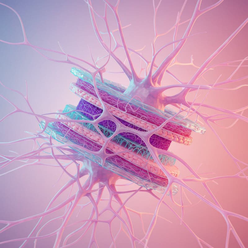 Layered Pink Purple Neuron Cell Structure Stock Illustration ...