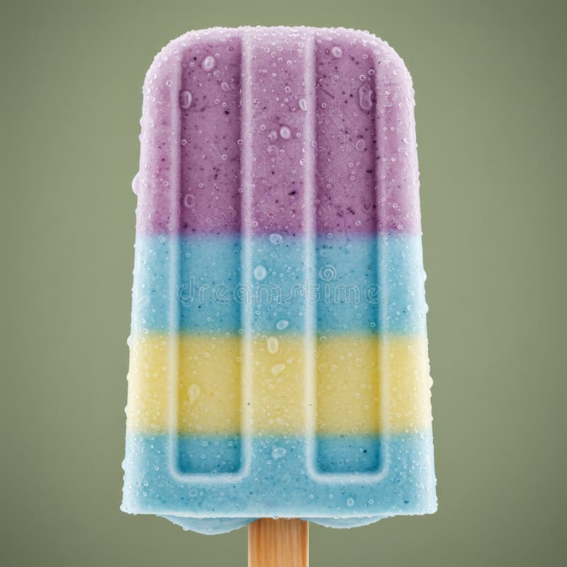 Layered Popsicle with Blue, Purple and Yellow Ice Cream Stock ...