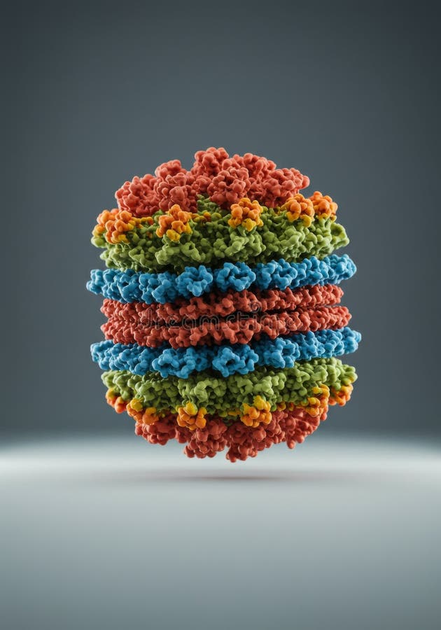 Layered Protein Molecular Structure 3D Rendering Stock Illustration ...