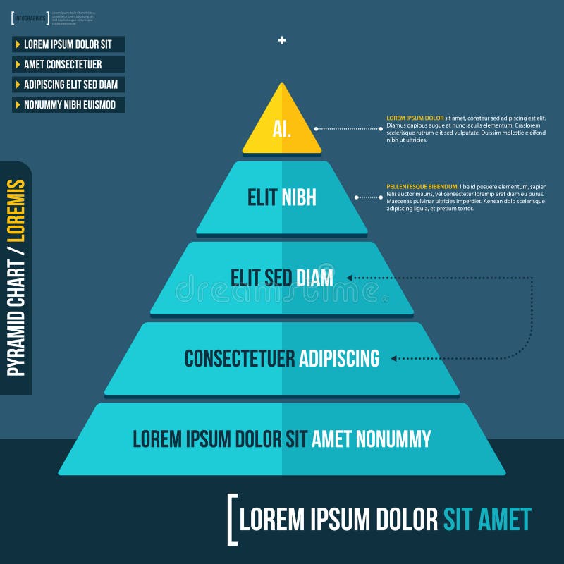 Layered Pyramid Chart Diagram in Flat Style Stock Vector - Illustration ...
