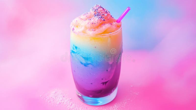 Layered Rainbow Smoothie with Whipped Cream and Sprinkles Stock Illustration - Illustration of ...