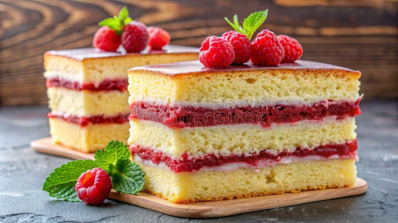 Layered Raspberry Cake on Wooden Board, Cake, Dessert, Sweet Stock ...
