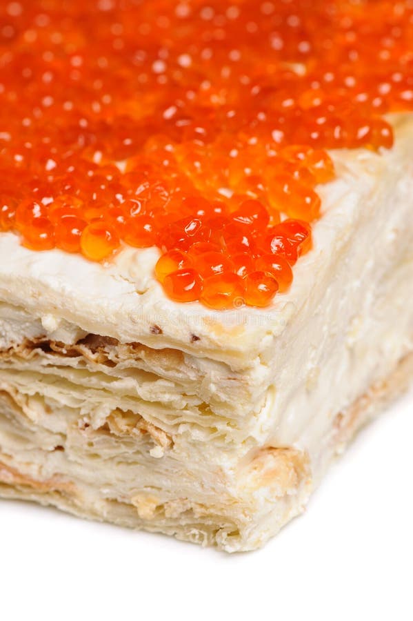 Layered red caviar pie stock image. Image of delicacy - 47102509