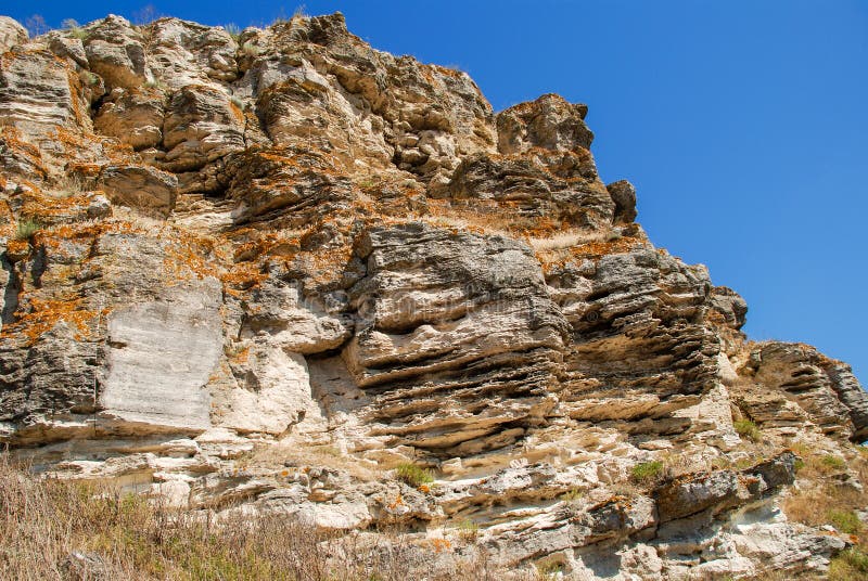 Layered Rock Face Seen on a Quarry. Stock Photo - Image of cliff ...