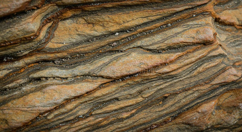 Layered Rock Formation Featuring Distinct Parallel Bands in Shades of ...