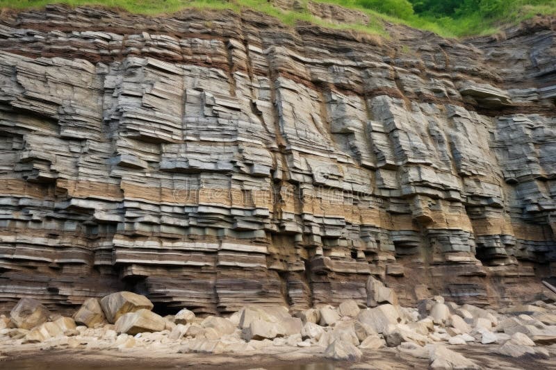 Layered Rock Patterns in a Sedimentary Cliff Иллюстрация штока ...