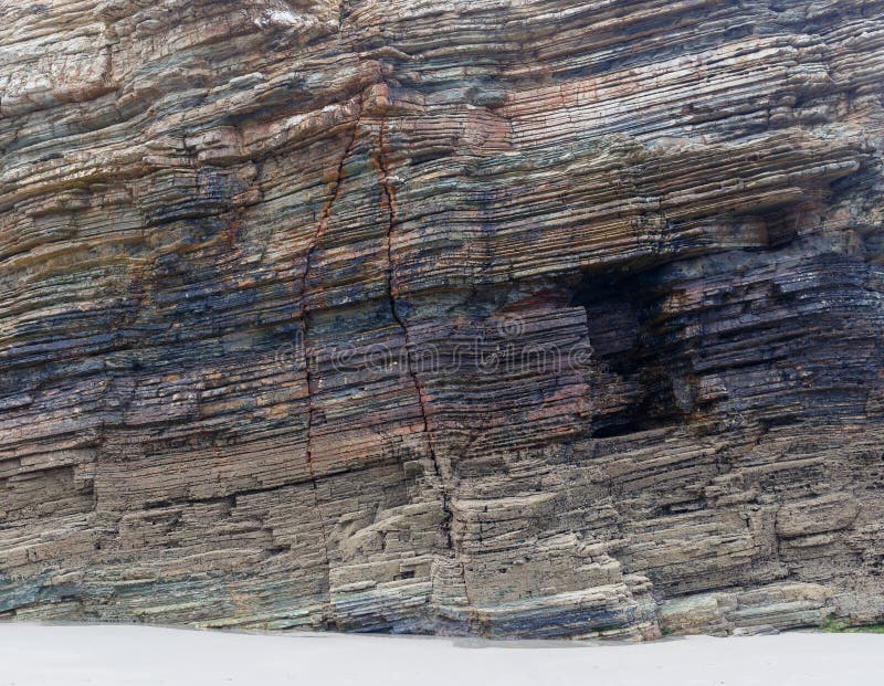 Layered Rock on Playa Cathedrales Beach in a Coruna Spain Stock Photo ...