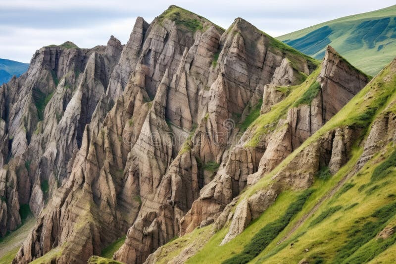 Layered Rocks in a Steep Mountain Valley Stock Image - Image of natural ...