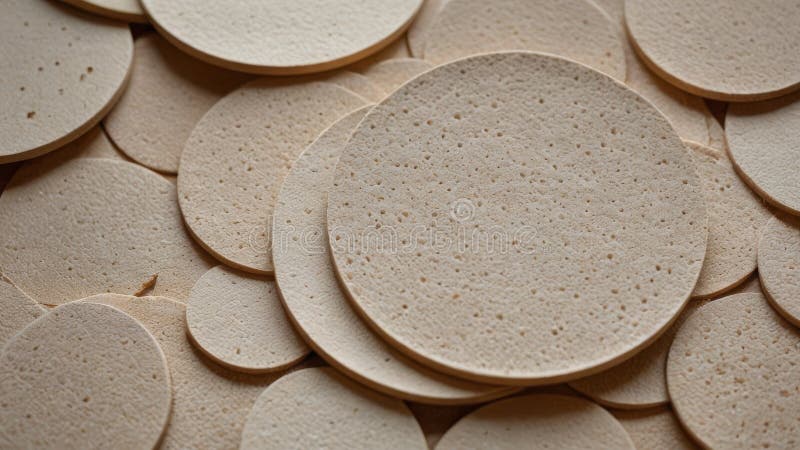 Layered Round Discs with a Subtle Texture in Soft Beige Shades Stock ...