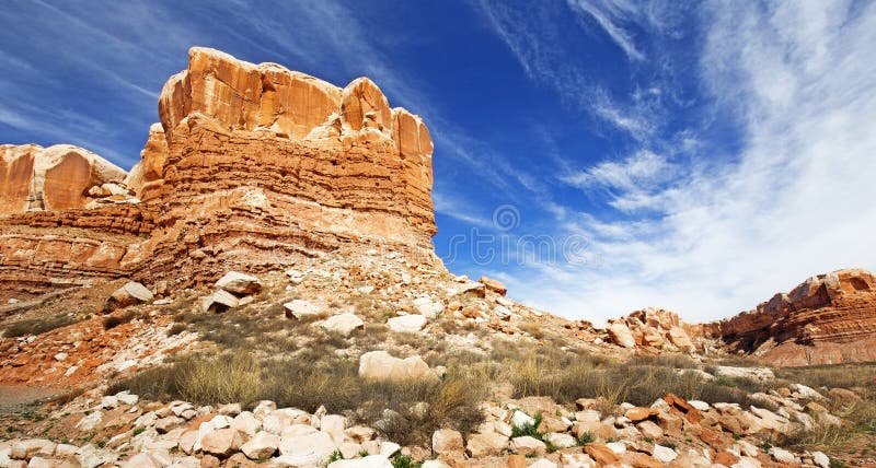 Layered Sandstone Rock Formation Stock Photo - Image of layered, hill ...