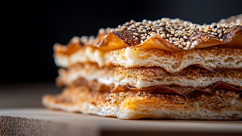 Layered Sesame Bread with Brown Sugar Stock Illustration - Illustration ...