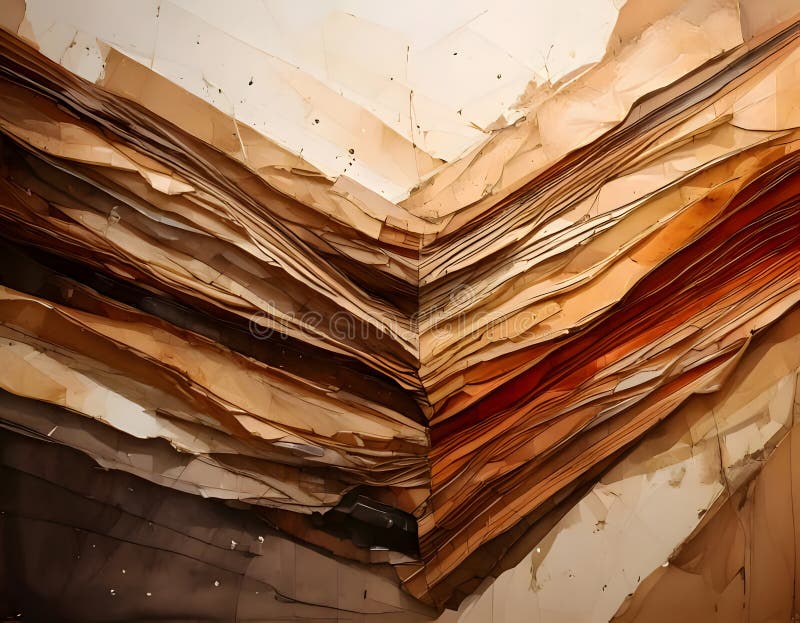 Layered Sheets of Brown Paper Forming a V Shape. Textured and Abstract ...