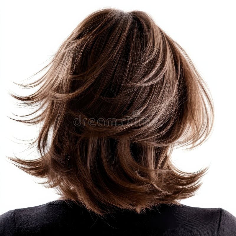 Layered Shoulder Length Hair with Feathered Texture and Flow Stock ...
