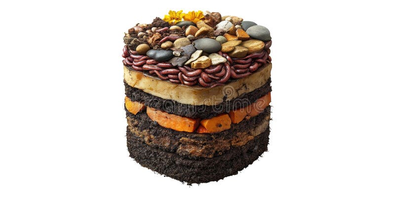 Layered Soil Sample with Rocks and Minerals Isolated on Transparent ...