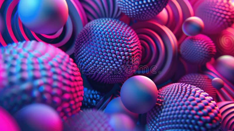 Layered Spheres in a Striking 3D Geometric Design, Bright Pink and ...