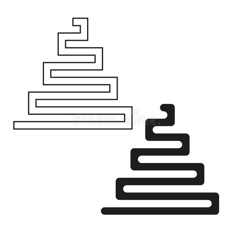 Layered Step Shape. Bold Line Structure. Abstract Staircase Symbol ...