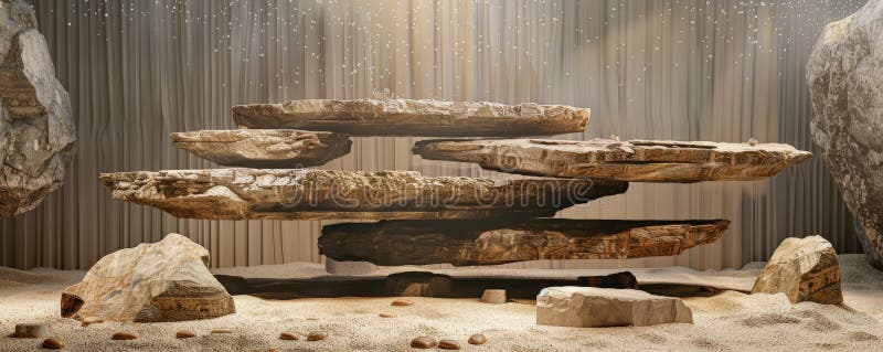 A Layered Stone Podium with Varying Heights, Creating a Dynamic, Multi ...