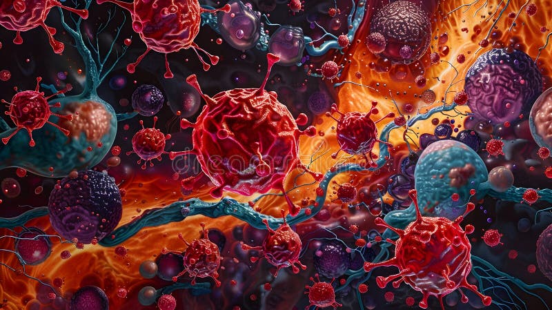 Layered Surreal Cells and Signage - Visualizing Immune Function Stock ...