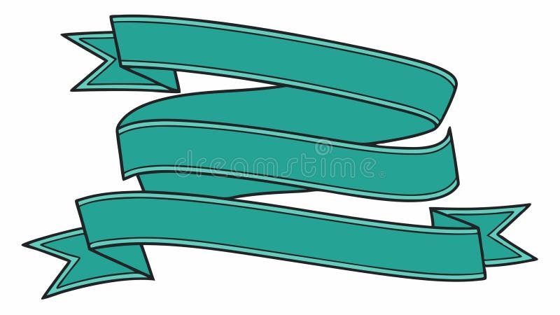 Layered Teal Ribbon, Modern Decorative Element, Vector Design ...