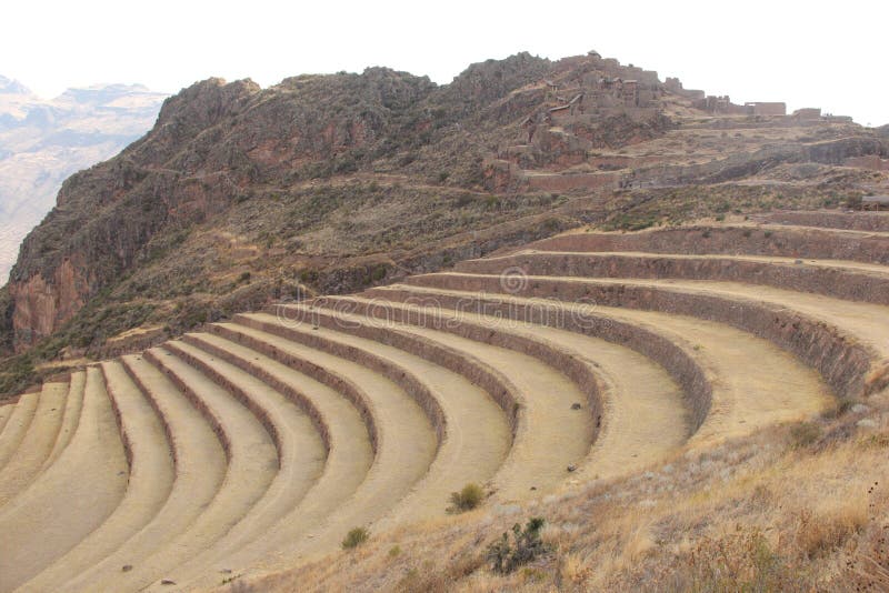 The Layered Terraces at Pisac Stock Image - Image of cusco ...