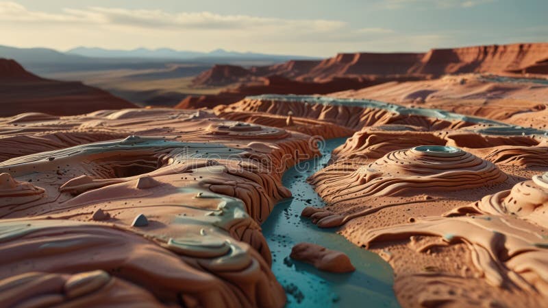 Layered, Terracotta-colored Terrain Featuring Complex, Striated Rock ...