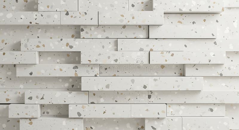 Layered Terrazzo Tiles Create a Modern Wall Pattern. Each Rectangular ...