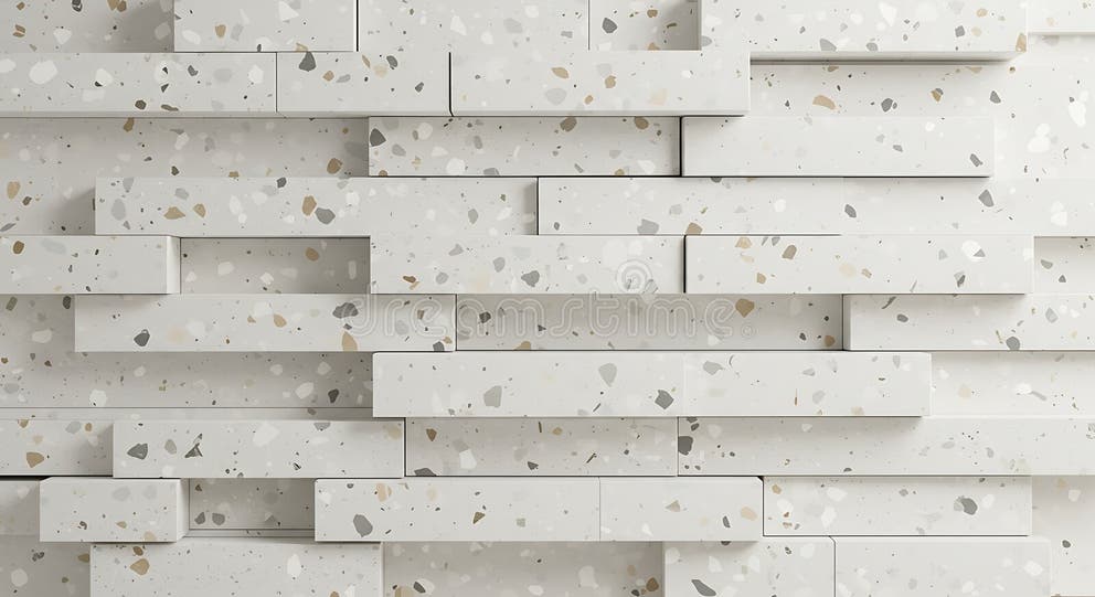 Layered Terrazzo Tiles Create a Modern Wall Pattern. Each Rectangular ...