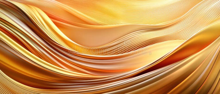 Layered Textures with Metallic Sheen in Warm Golden Hues and Flowing ...