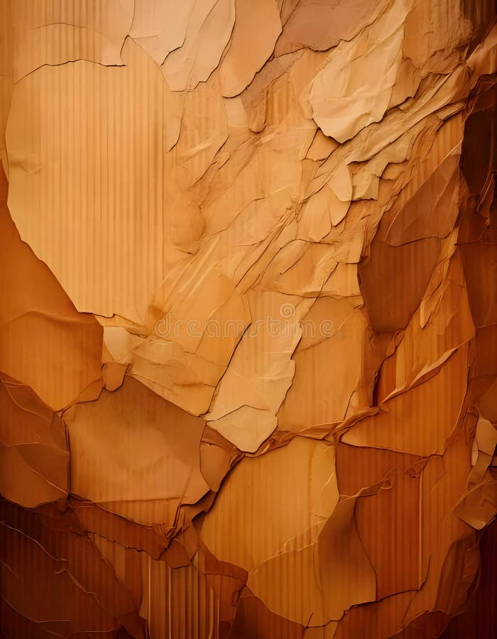 Layered and Torn Cardboard Pieces Create a Textured Abstract in Warm ...
