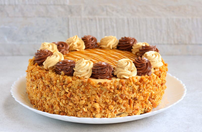 Layered Torte with Chocolate and Caramel Stock Image - Image of snack ...