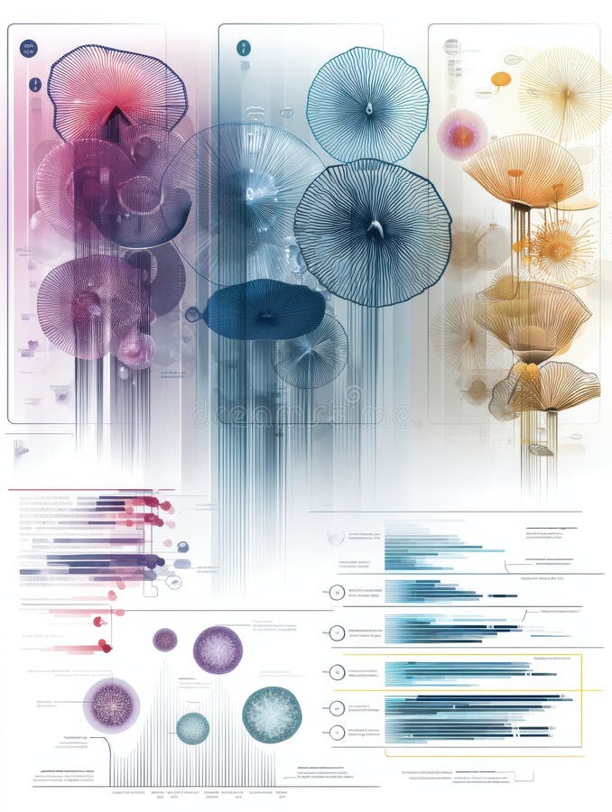 Layered Transparent Microbes with Data Charts Visualize Medical ...