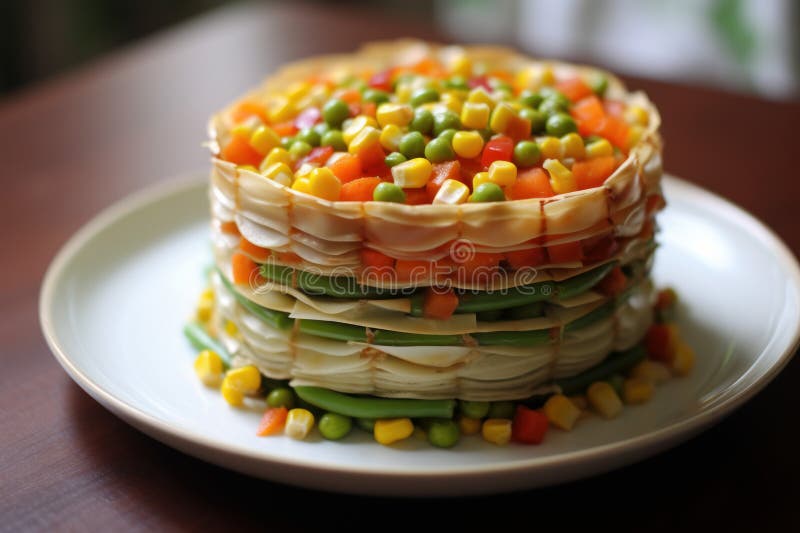 Layered Vegetable Pie. Generate Ai Stock Photo - Image of layered ...