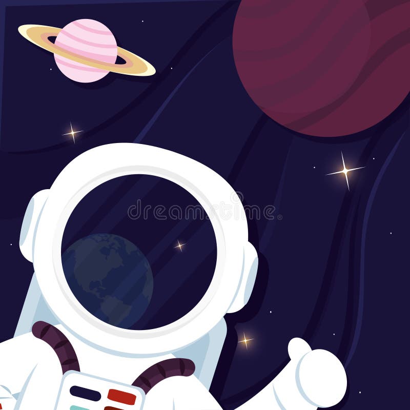 Layered View of Outer Space with an Astronaut on Moon Vector Stock ...