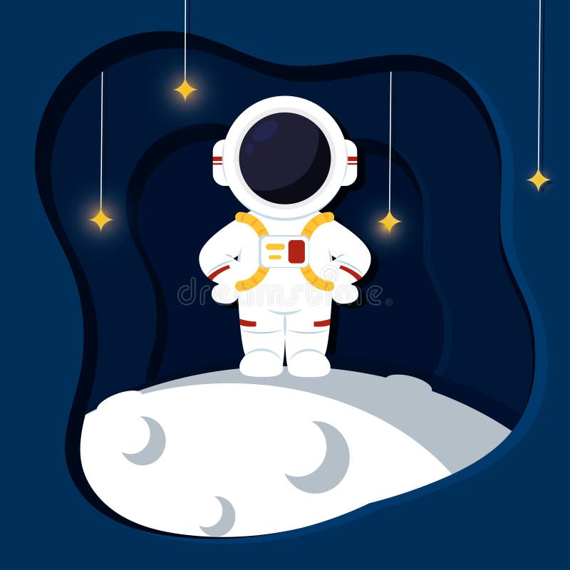 Layered View Of Outer Space With An Astronaut On Moon Vector Stock Vector Illustration Of