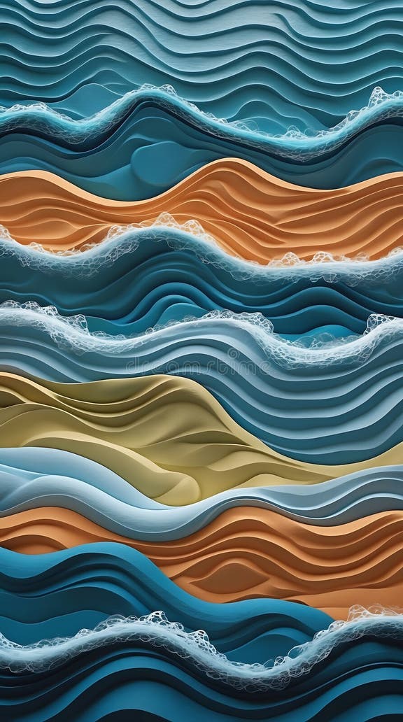 Colorful Wave Patterns in Layered Ocean Hues Creating a Striking ...