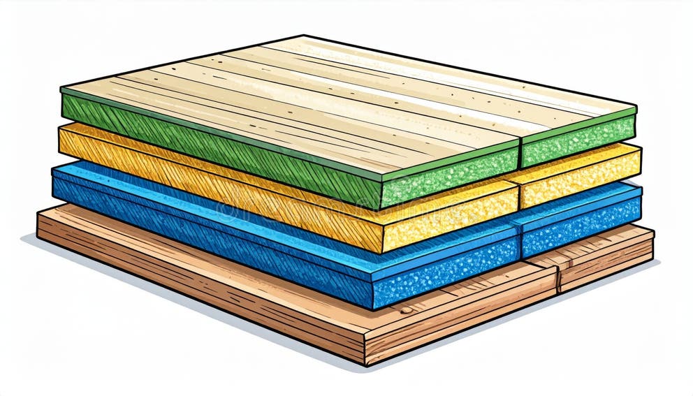 Layered Wood Composite Material Cross Section Stock Illustration ...