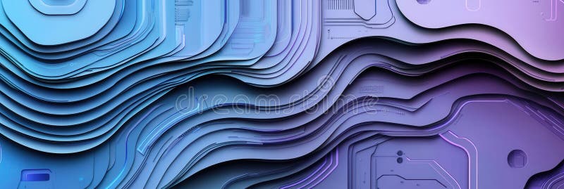 Futuristic Paper Art Background with Abstract Layered Cut Outs in Cool ...