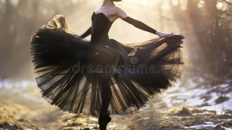 The Layers of a Black Ballet Skirt Cascading Down As the Dancer Exees ...