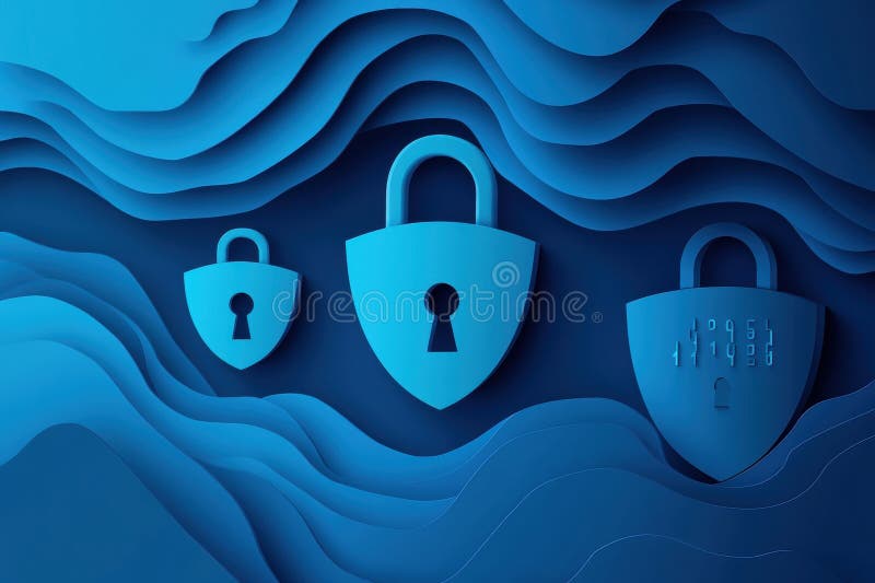 Cybersecurity Concept Represented in Paper Art Style with Layered Locks ...