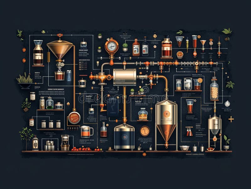 Layers of Brewing Elements Represented by Symbols, Creating a Detailed ...