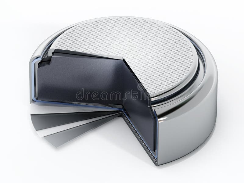 Layers of a Button Cell. Cross Section 3D Illustration Stock ...