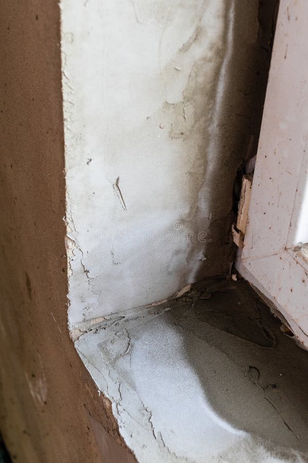 Layers of Fresh Plaster in Corner of Window Sill Stock Image - Image of ...