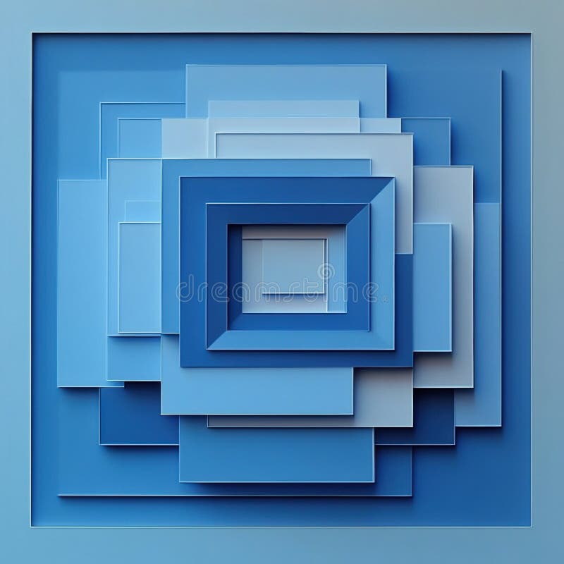 Layers of Geometric Shapes in Blue Hues Create an Intriguing ...