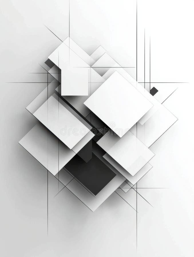 Abstract Composition Geometric Shapes Black White Emphasizing Form ...