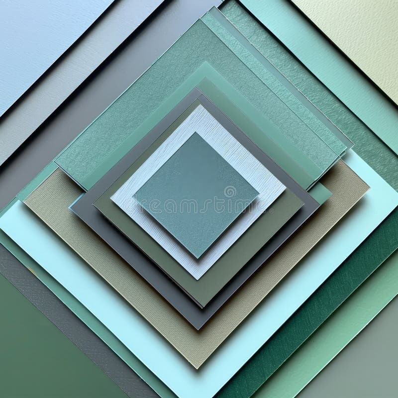 Layers of Green and Teal Textured Paper Arranged in a Geometric Pattern ...
