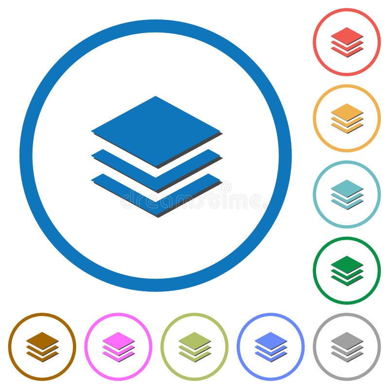 Layers Icons with Shadows and Outlines Stock Vector - Illustration of ...
