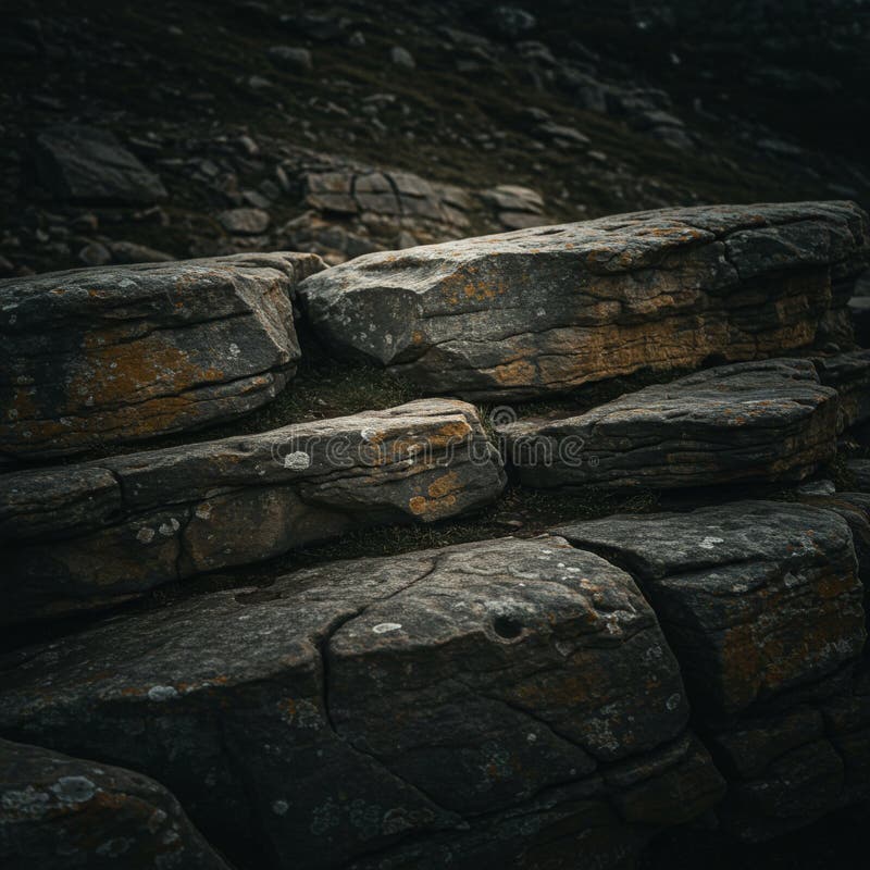 Layers of Large, Flat Sandstone Rocks Stack Naturally, Displaying a ...