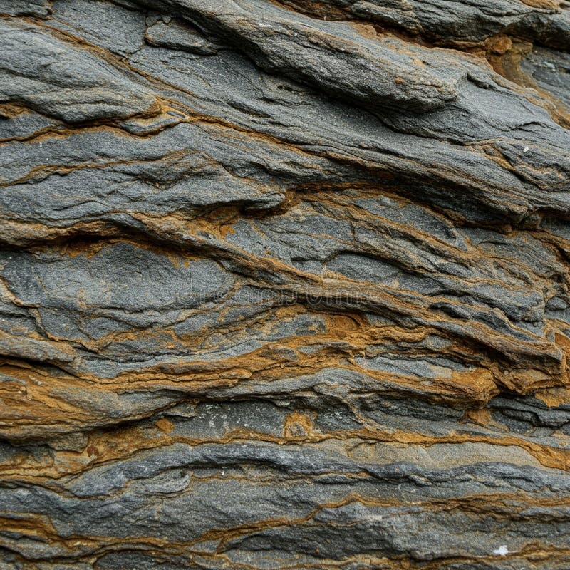 Layers of Metamorphic Rock with Gray and Rust-brown Hues, Showcasing a ...